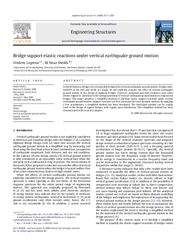 (PDF) Bridge support elastic reactions under vertical earthquake ground ...