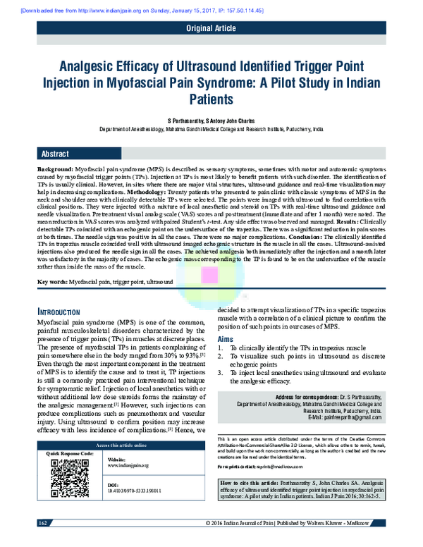 (PDF) Analgesic efficacy of ultrasound identified trigger point ...