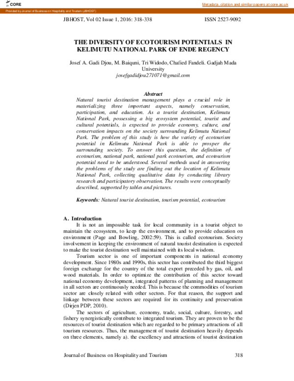 (PDF) The Diversity of Ecotourism Potentials in Kelimutu National Park ...
