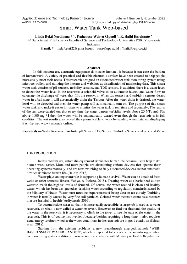(PDF) Smart Water Tank Web-based