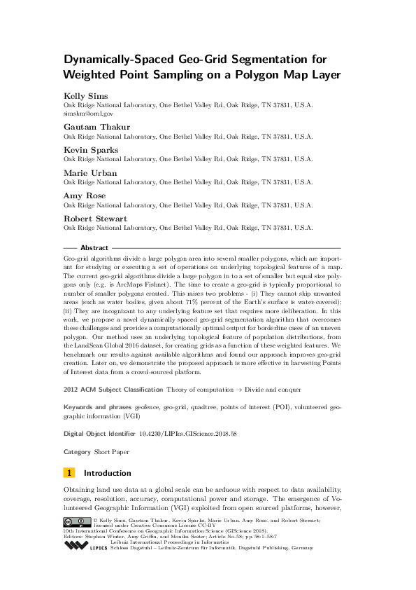 Pdf Dynamically Spaced Geo Grid Segmentation For Weighted Point Sampling On A Polygon Map