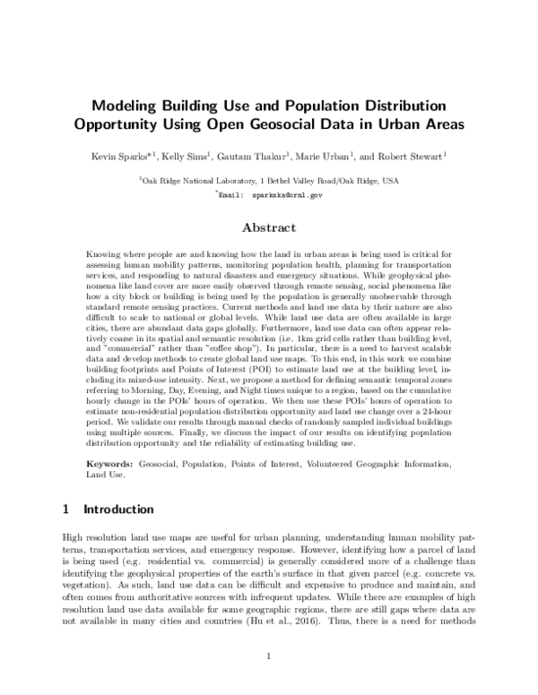 (PDF) Modeling Building Use and Population Distribution Opportunity ...