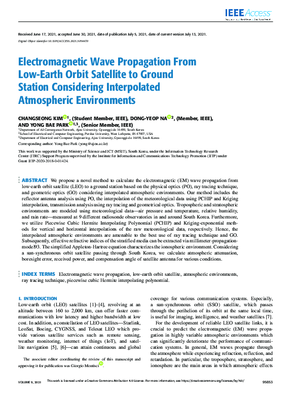Pdf Electromagnetic Wave Propagation From Low Earth Orbit Satellite To Ground Station