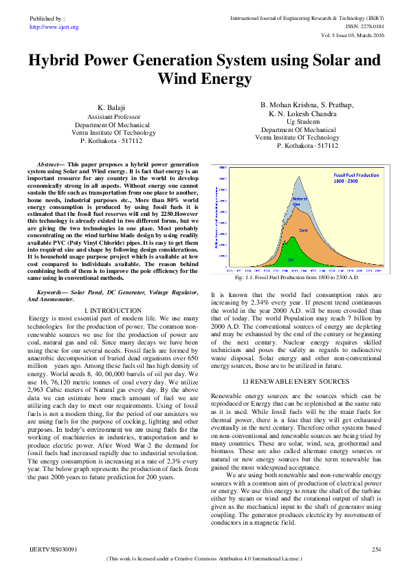 Pdf Hybrid Power Generation System Using Solar And Wind Energy