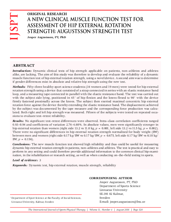 (PDF) A New Clinical Muscle Function Test for Assessment of Hip ...