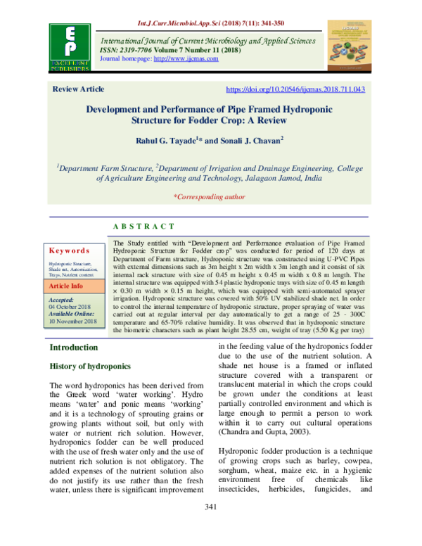 (PDF) Development and Performance of Pipe Framed Hydroponic Structure ...