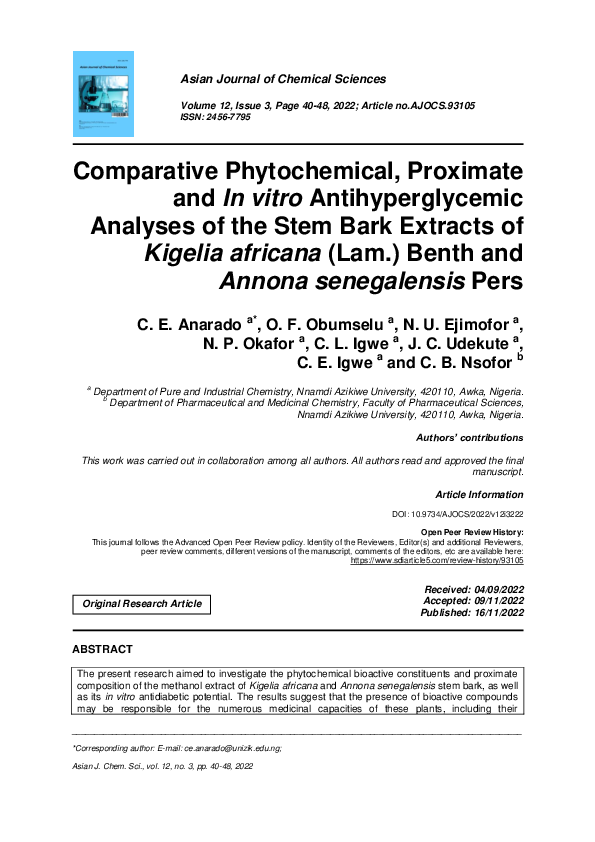 (PDF) Comparative Phytochemical, Proximate and In vitro Antihyperglycemic Analyses of the Stem ...