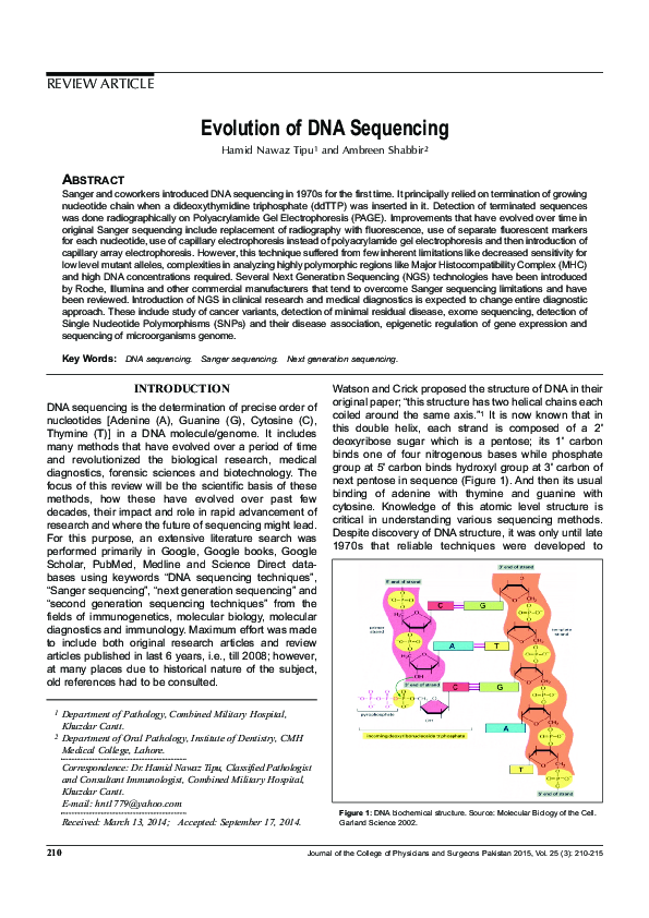 (PDF) Evolution of DNA Sequencing | Ambreen Shabbir - Academia.edu