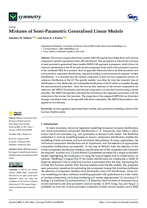 (PDF) Mixtures of Semi-Parametric Generalised Linear Models