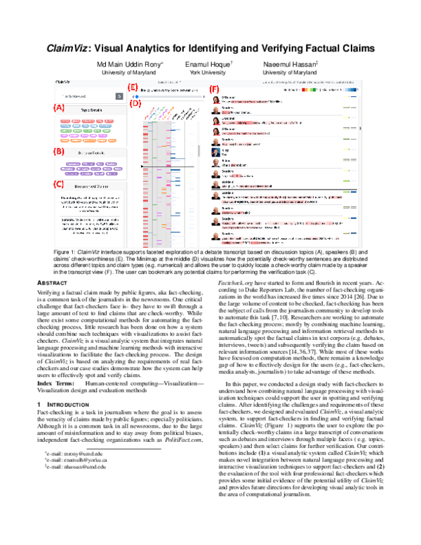 (PDF) ClaimViz: Visual Analytics for Identifying and Verifying Factual ...