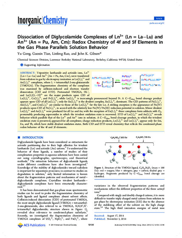 (PDF) Dissociation of diglycolamide complexes of Ln3+ (Ln = La-Lu) and ...