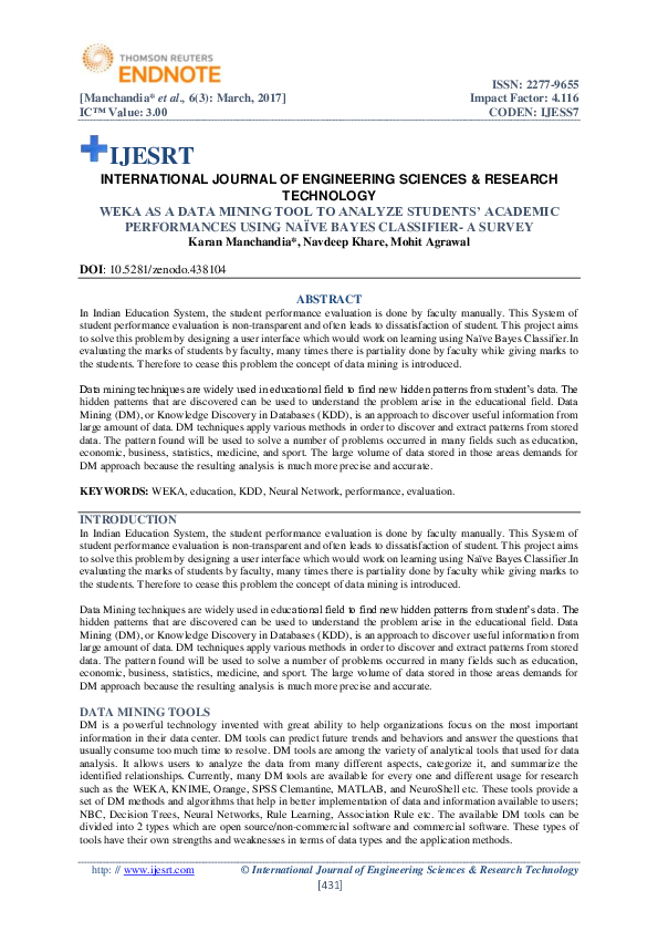 (PDF) Data Mining Students' Performance with Naïve Bayes
