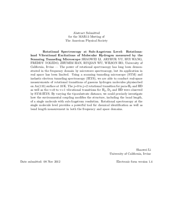 (PDF) Rotational Spectroscopy at Sub-Angstrom Level: Rotationaland ...