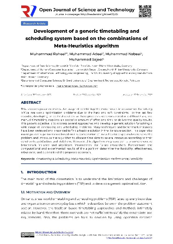 (PDF) Development of a generic timetabling and scheduling system based ...