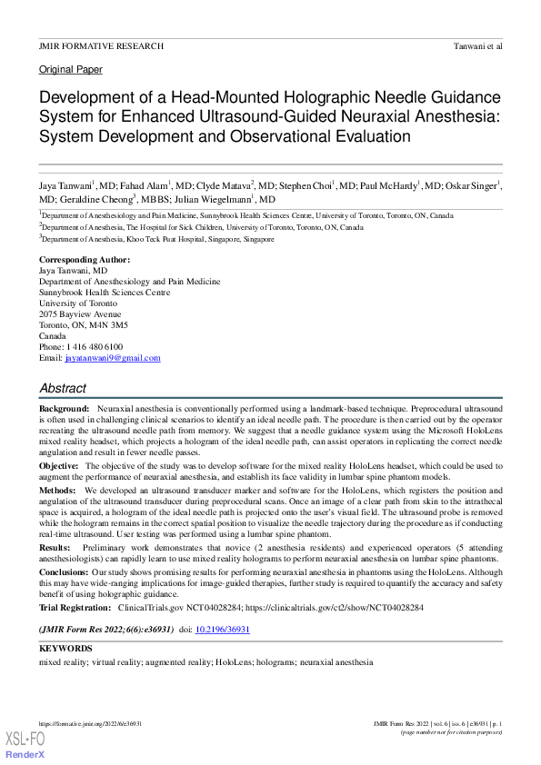 (PDF) Development of a Head-Mounted Holographic Needle Guidance System ...
