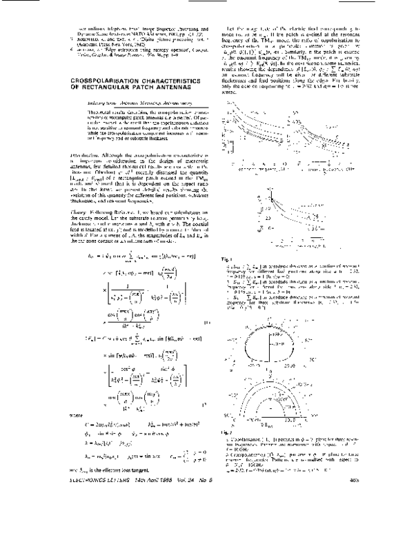 (PDF) Crosspolarisation characteristics of rectangular patch antennas