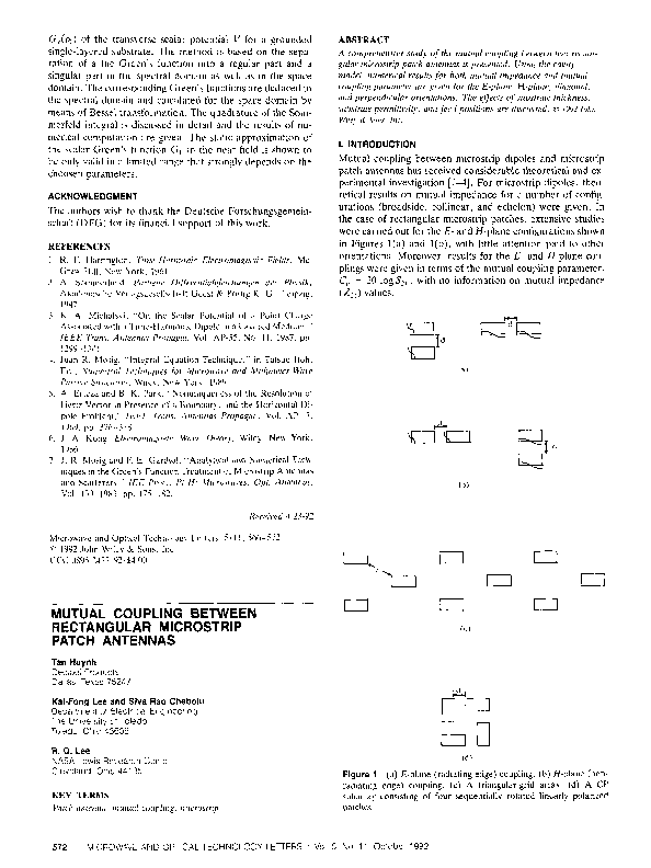 Pdf Mutual Coupling Between Rectangular Microstrip Patch Antennas