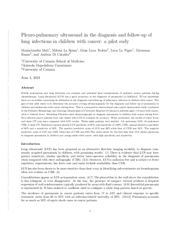 (PDF) Pleuro-pulmonary ultrasound in the diagnosis and follow-up of ...