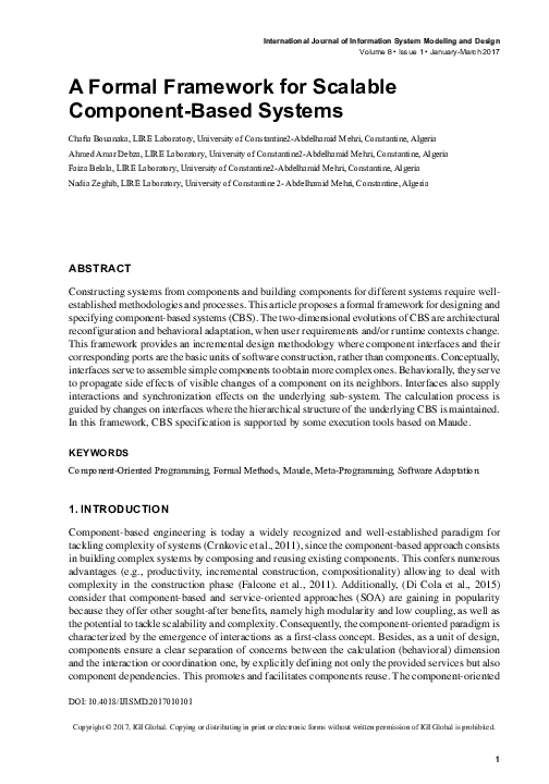 (PDF) A Formal Framework for Scalable Component-Based Systems