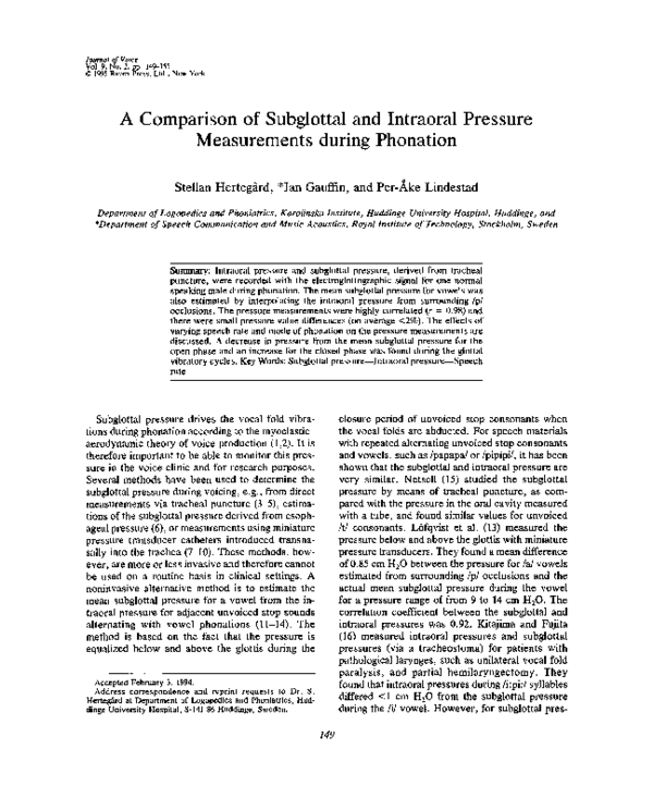 (PDF) A comparison of subglottal and intraoral pressure measurements ...
