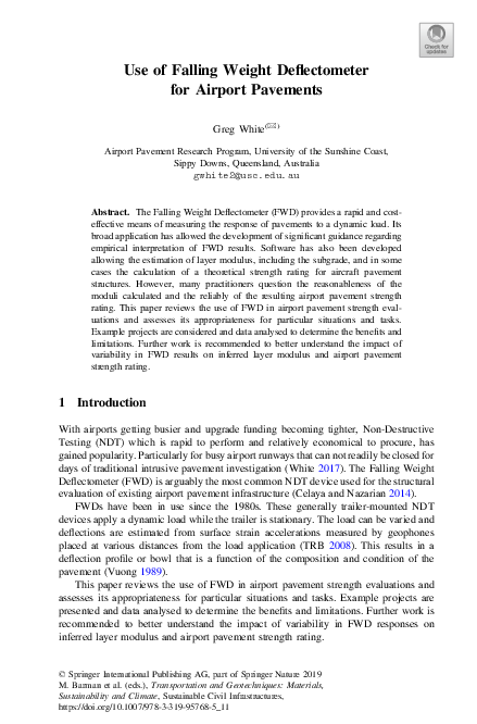 (PDF) Use of Falling Weight Deflectometer for Airport Pavements