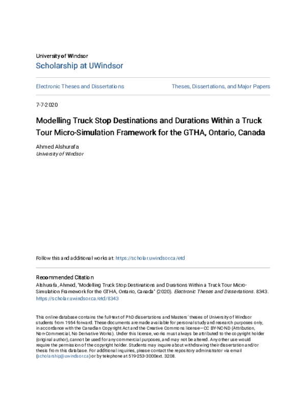 (PDF) Modelling Truck Stop Destinations and Durations Within a Truck Tour Micro-Simulation ...