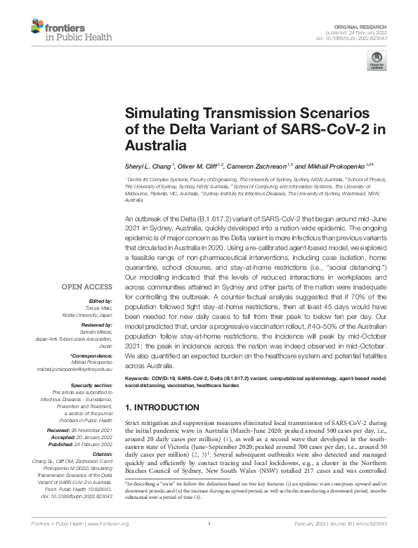 (PDF) Simulating Transmission Scenarios of the Delta Variant of SARS ...