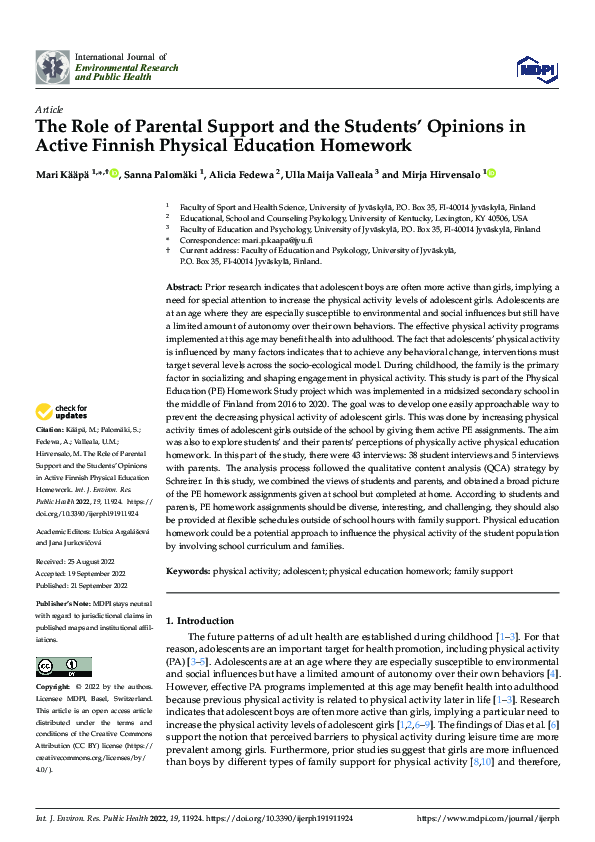 (PDF) The Role of Parental Support and the Students’ Opinions in Active ...