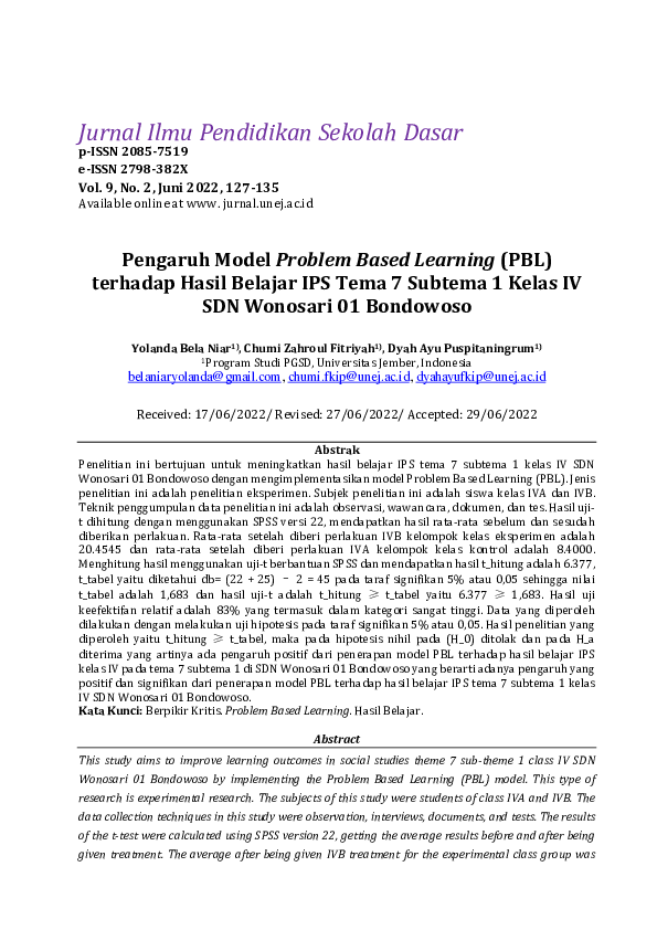 (PDF) Pengaruh Model Problem Based Learning (PBL) Terhadap Kemampuan Pemecahan Masalah ...