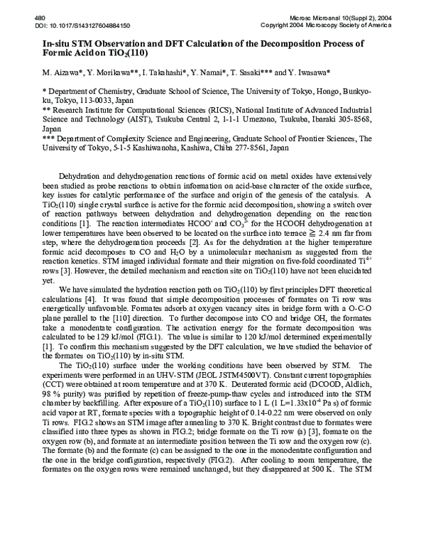 (PDF) In-Situ STM Observation and DFT Calculation of the Decomposition ...