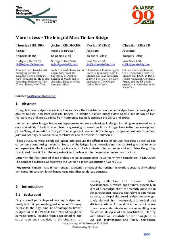 (PDF) More Is Less – The Integral Mass Timber Bridge