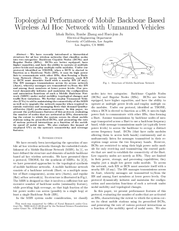 (PDF) Topological performance of mobile backbone based wireless ad hoc network with unmanned ...