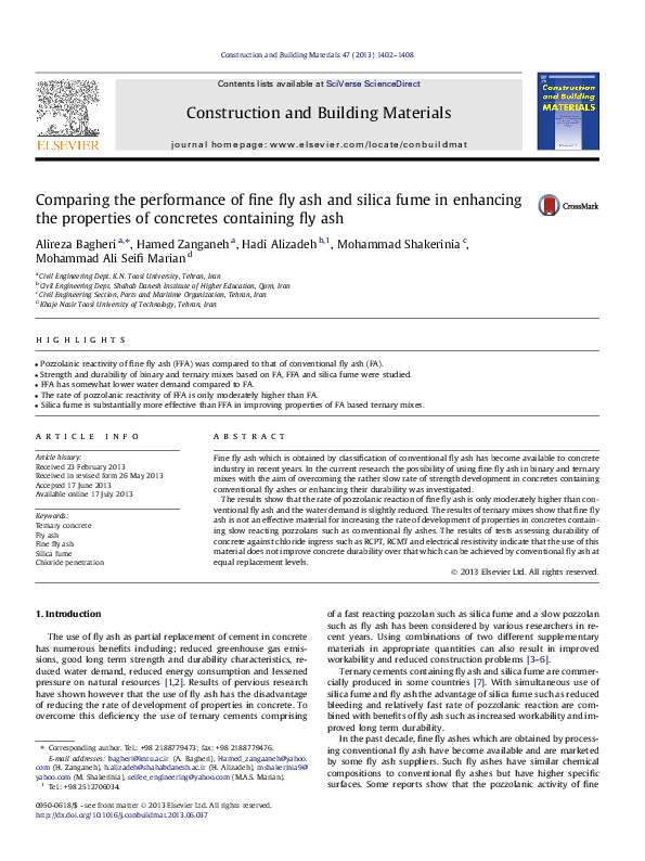 (PDF) Comparing the performance of fine fly ash and silica fume in ...