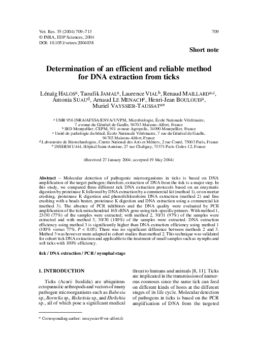 (PDF) Determination of an efficient and reliable method for DNA ...