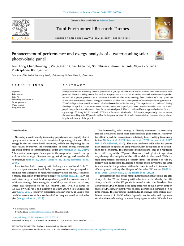 (PDF) Water-Cooling Enhances Solar PV Performance