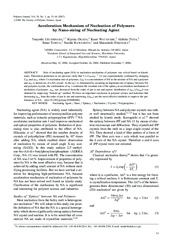 (PDF) Acceleration Mechanism of Nucleation of Polymers by Nano-sizing of Nucleating Agent