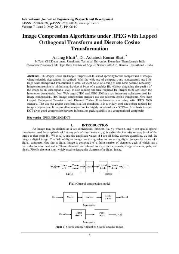 (PDF) Image Compression Algorithms under JPEG with Lapped Orthogonal Transform and Discrete ...
