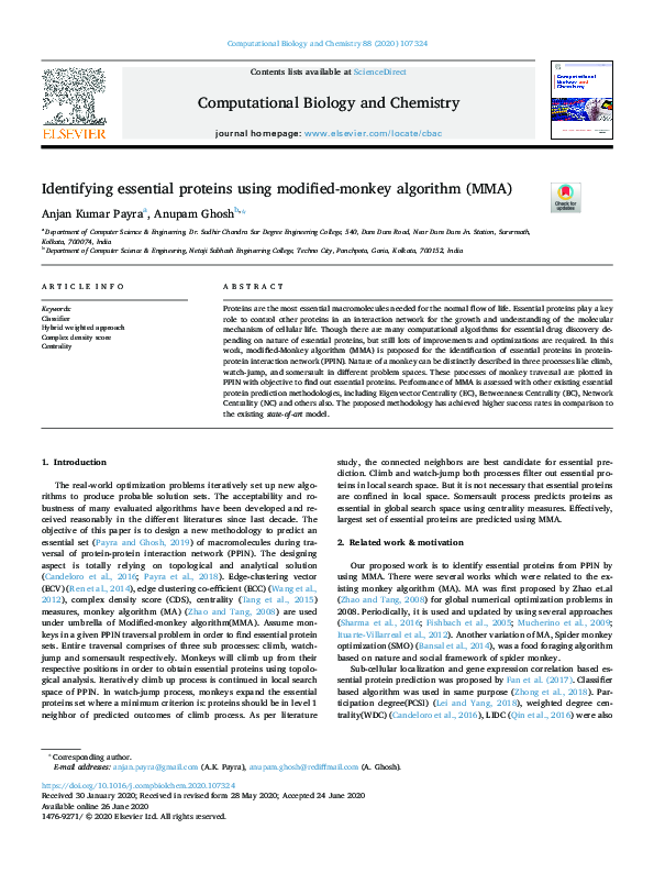 (PDF) Identifying essential proteins using modified-monkey algorithm (MMA)