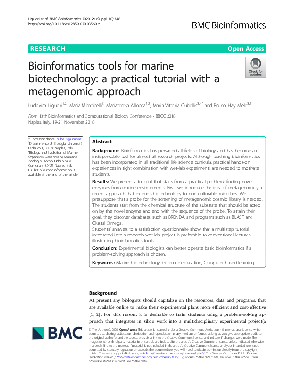 (PDF) Bioinformatics tools for marine biotechnology: a practical ...