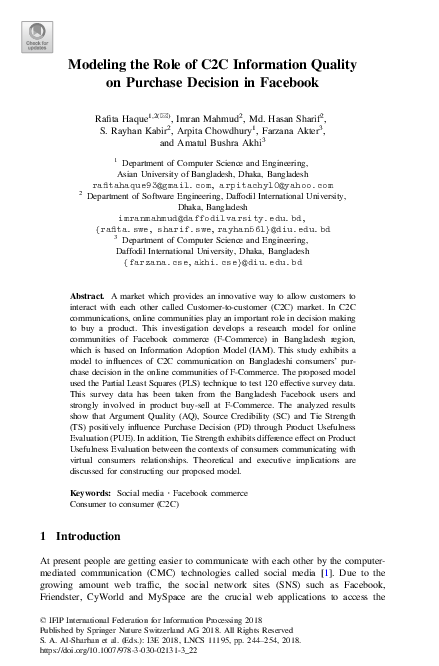 (PDF) Modeling the Role of C2C Information Quality on Purchase Decision ...
