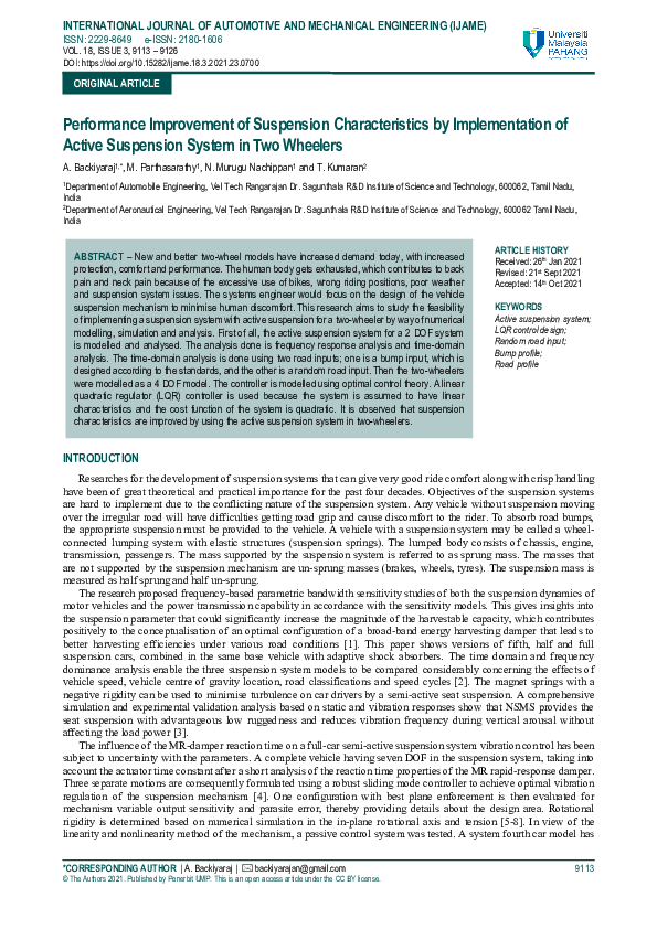 (PDF) Performance Improvement of Suspension Characteristics by ...