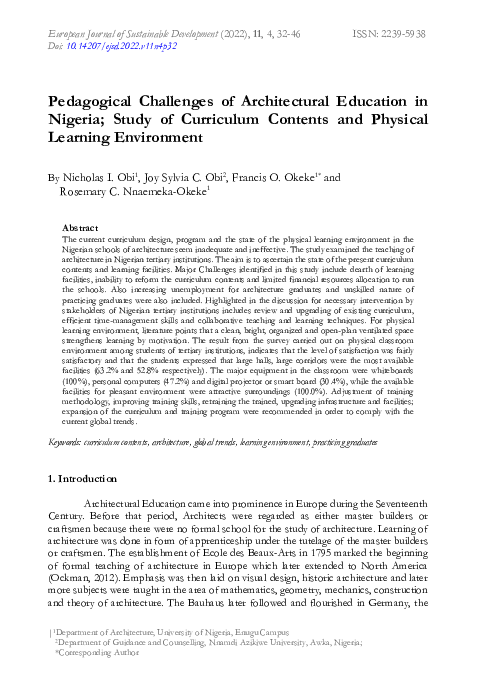 (PDF) Pedagogical Challenges of Architectural Education in Nigeria ...