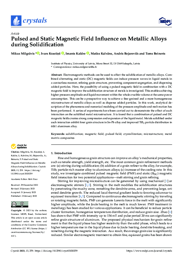 (PDF) Pulsed and Static Magnetic Field Influence on Metallic Alloys during Solidification
