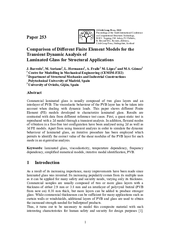 (PDF) Comparison of Different Finite Element Models for the Transient Dynamic Analysis of ...