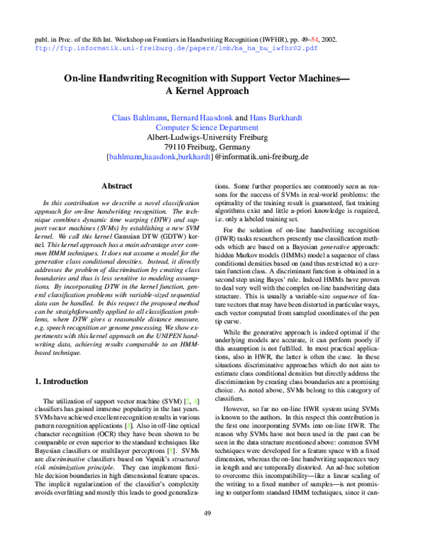 (PDF) Online handwriting recognition with support vector machines - a ...