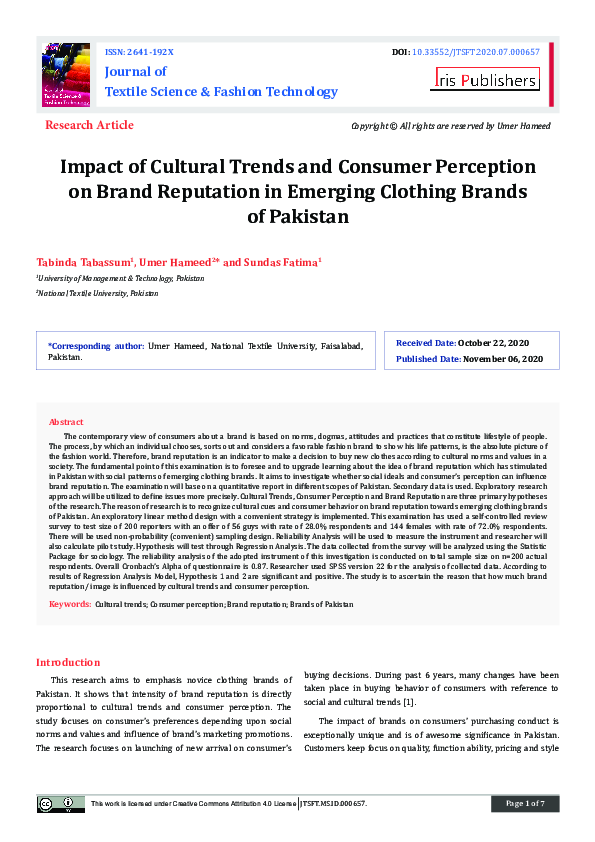 (PDF) Impact of Cultural Trends and Consumer Perception on Brand ...