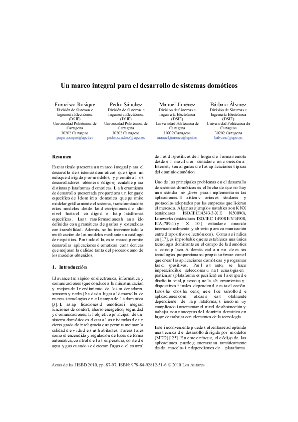 (PDF) Un marco integral para el desarrollo de sistemas domóticos