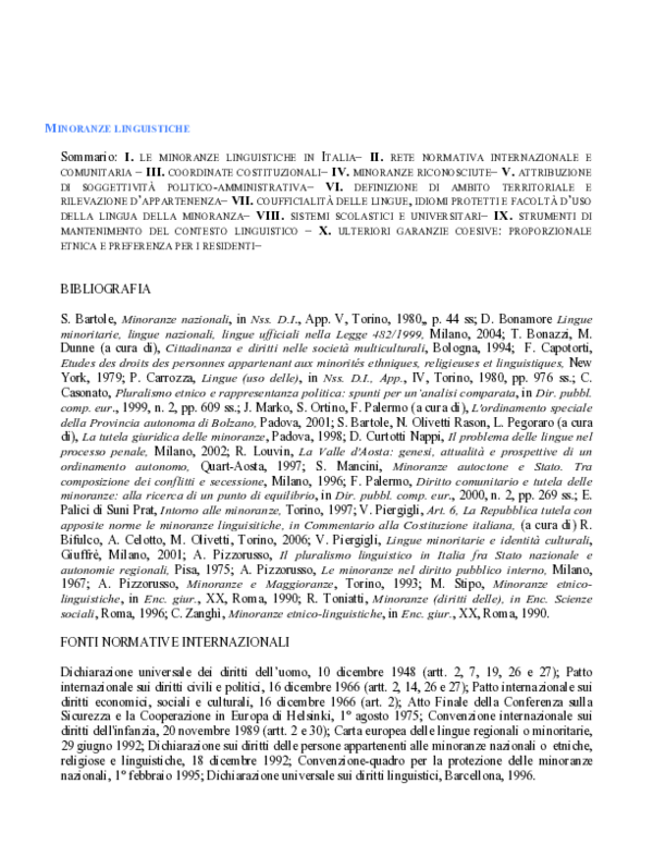 (PDF) Minoranze linguistiche