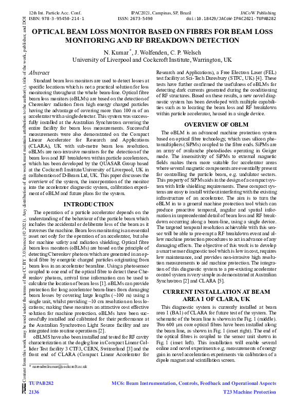 (PDF) Optical Beam Loss Monitor Based on Fibres for Beam Loss ...