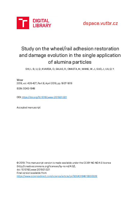 (PDF) Study on the wheel/rail adhesion restoration and damage evolution ...